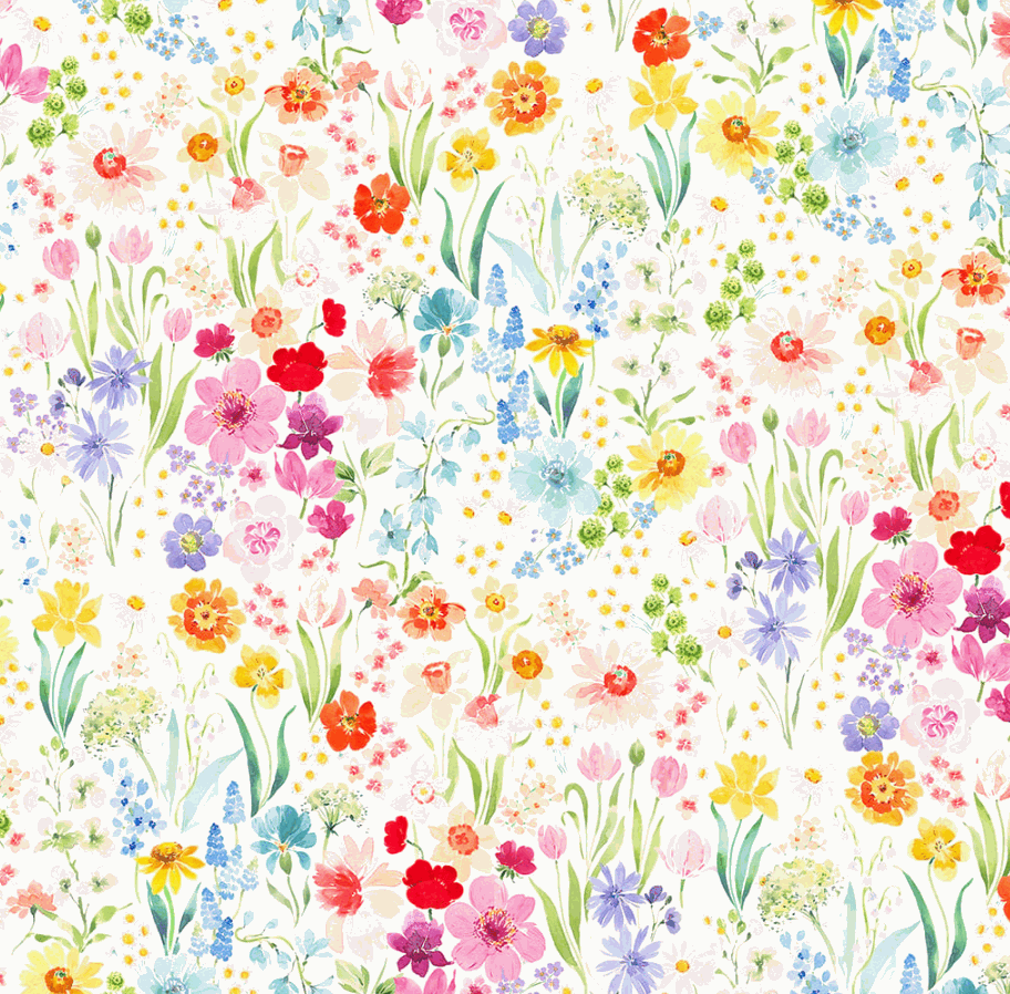 Spring Cheer Fabric - Vibrant Digital Garden Multi Color by Heatherlee ...