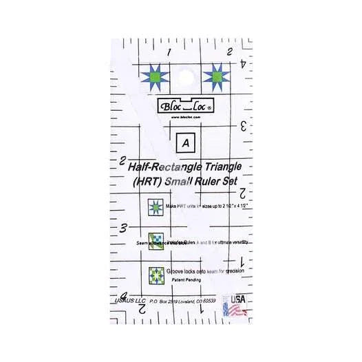 Half-Rectangle Triangle 2:1 Mini Ruler Set HRT-2:1-Mini from Bloc Loc ...