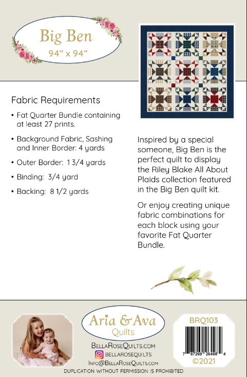 Big Ben ~ by Aria & Ava Quilts (Printed Pattern) – bellarosequilts