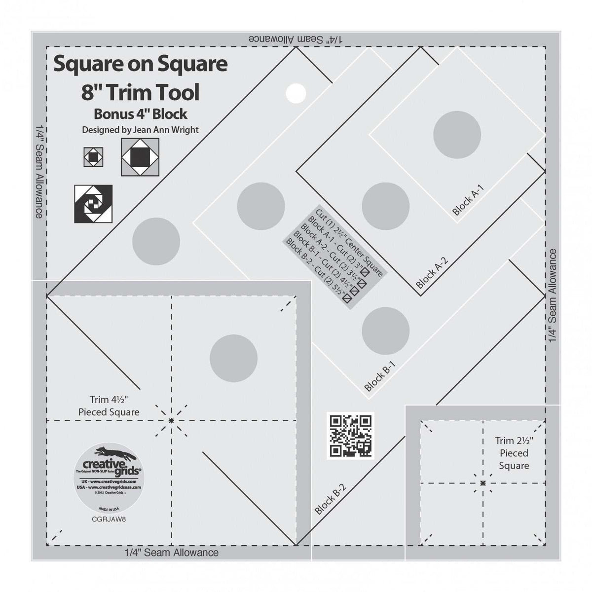 Creative Grids Square on Square Trim Tool - 4" or 8" Finished | Perfect ...